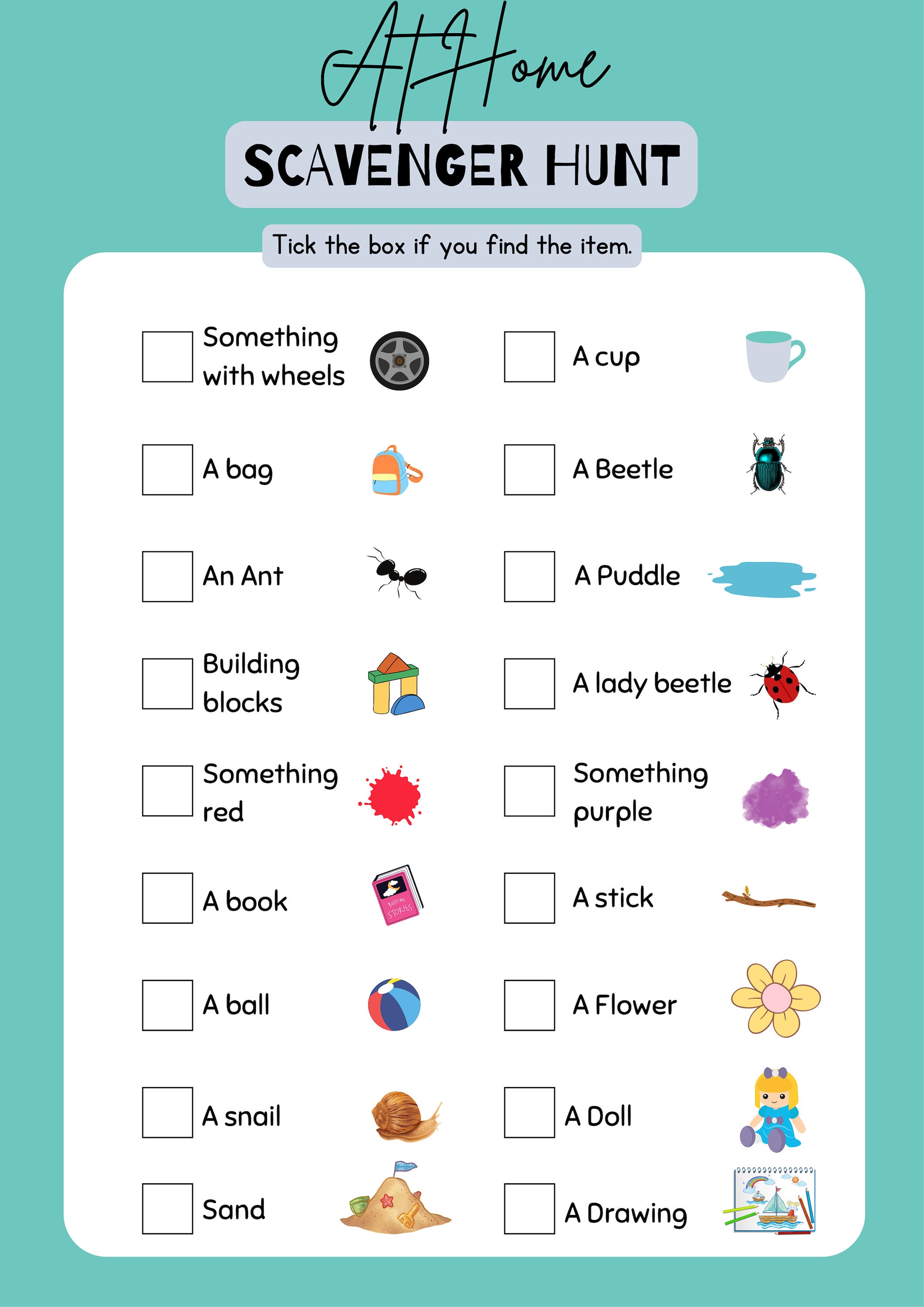 At Home Scavenger Hunt Children's Activity - Simple and Fun - Digital ...