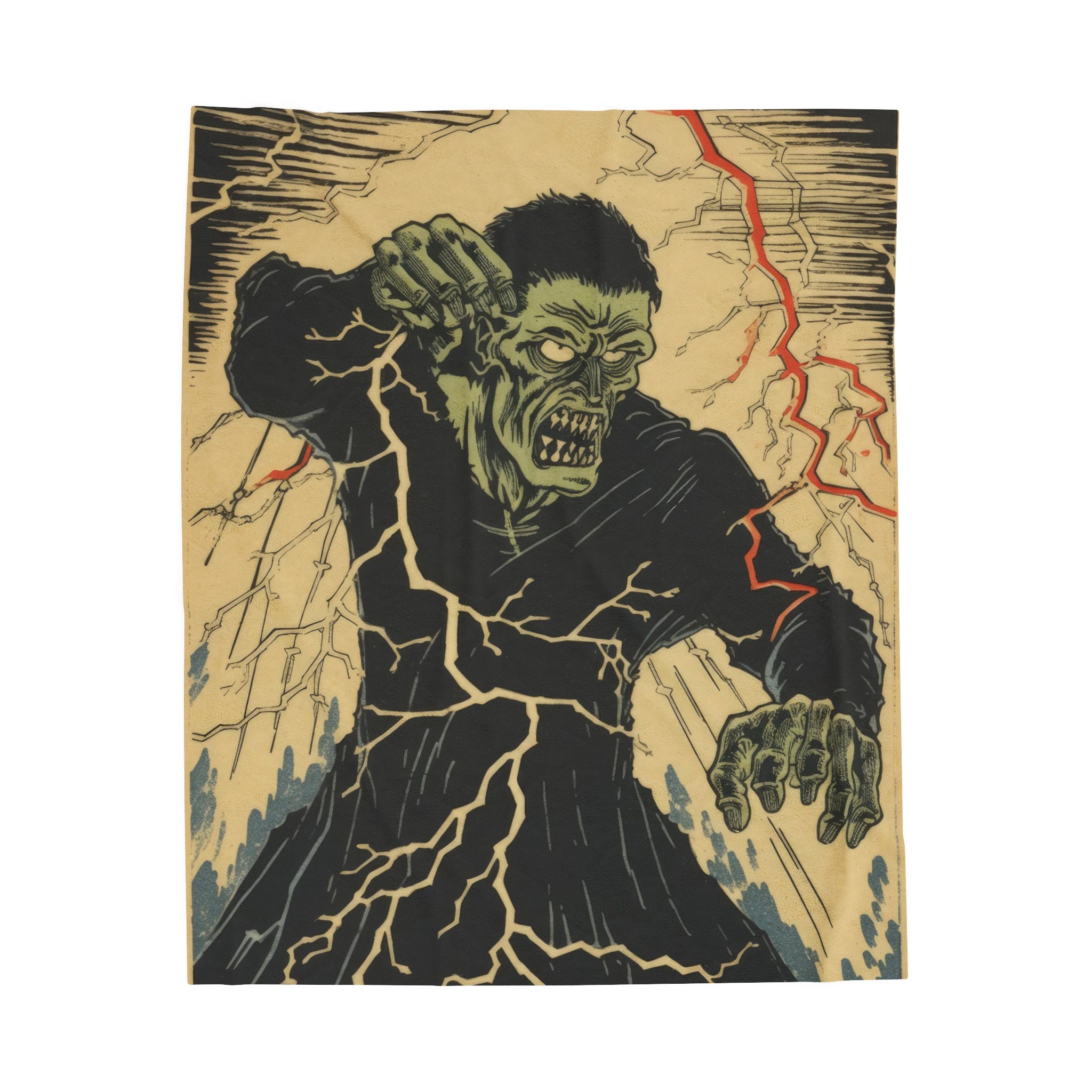 Frankenstein Plush Throw - Vintage Horror Design - Soft Cozy Blanket ...