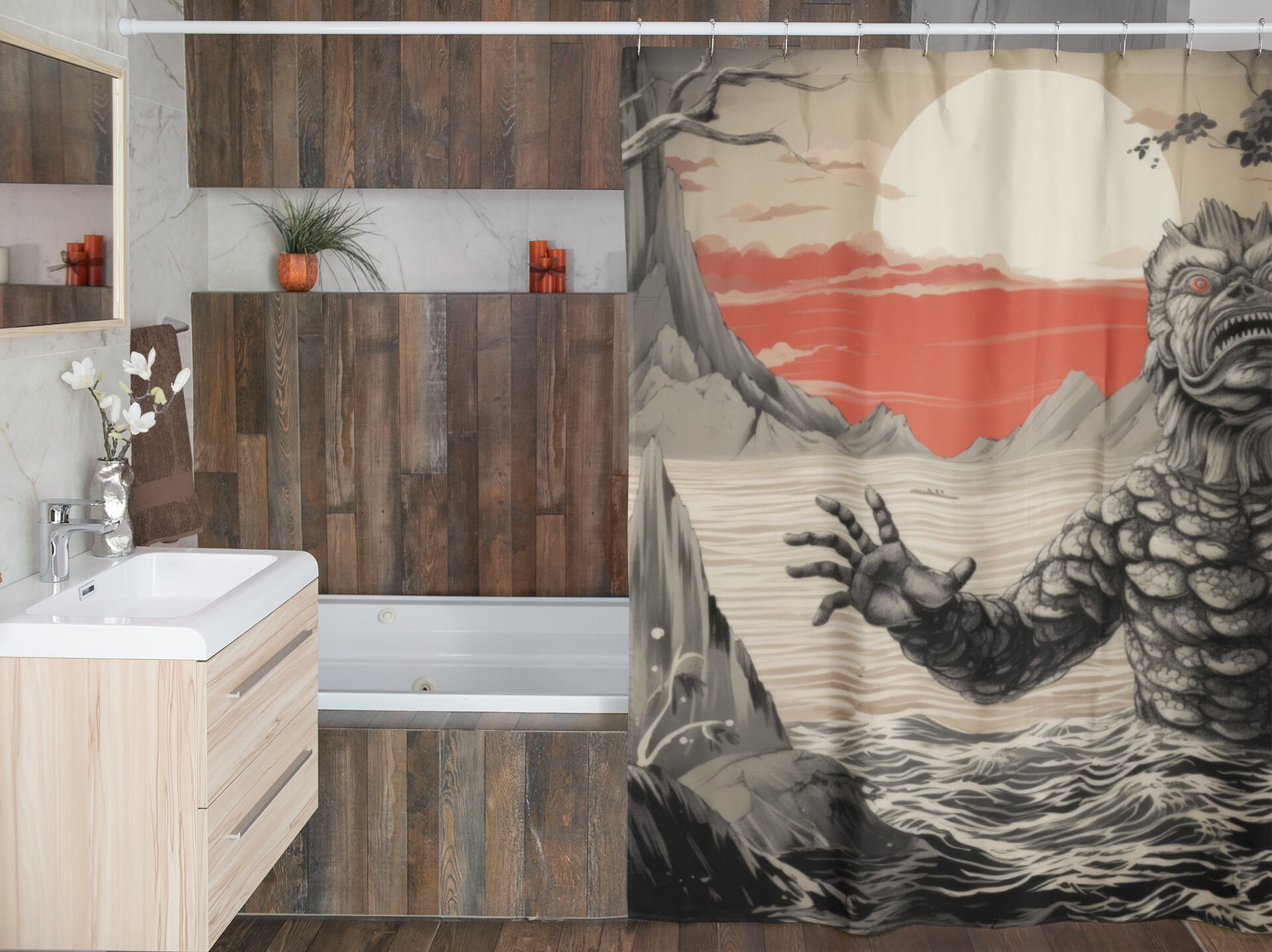 Creature From the Black Lagoon Shower Curtain - Japanese Art Style ...