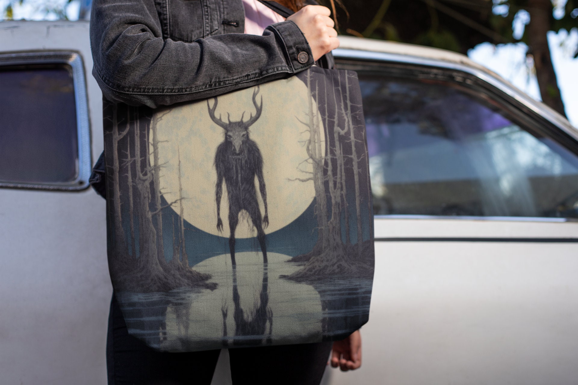 Wendigo Tote Bag Cryptid Ukiyo-e Bag Native American Folklore Themed ...