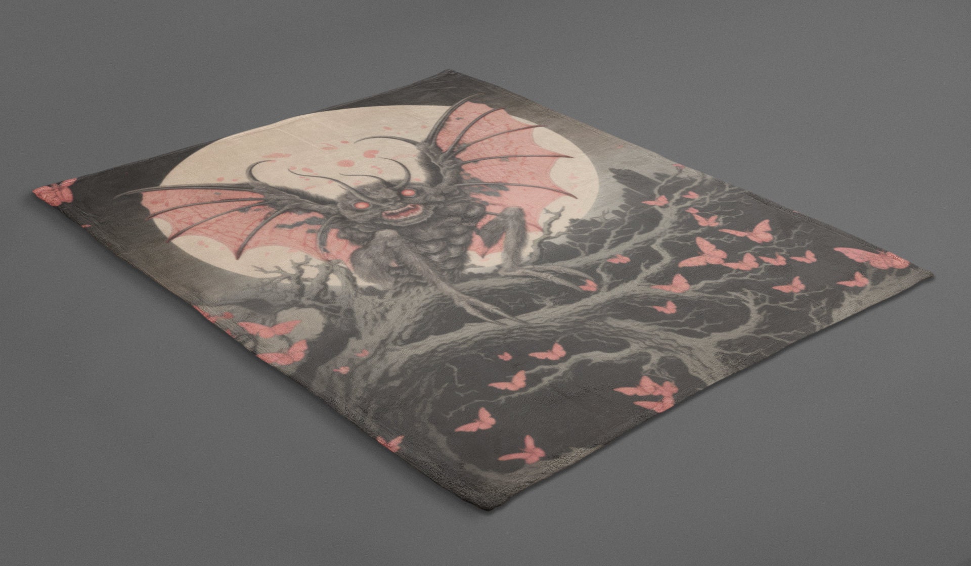 Mothman Plush Throw Blanket Cryptid Inspired Home Decor Japanese Art ...