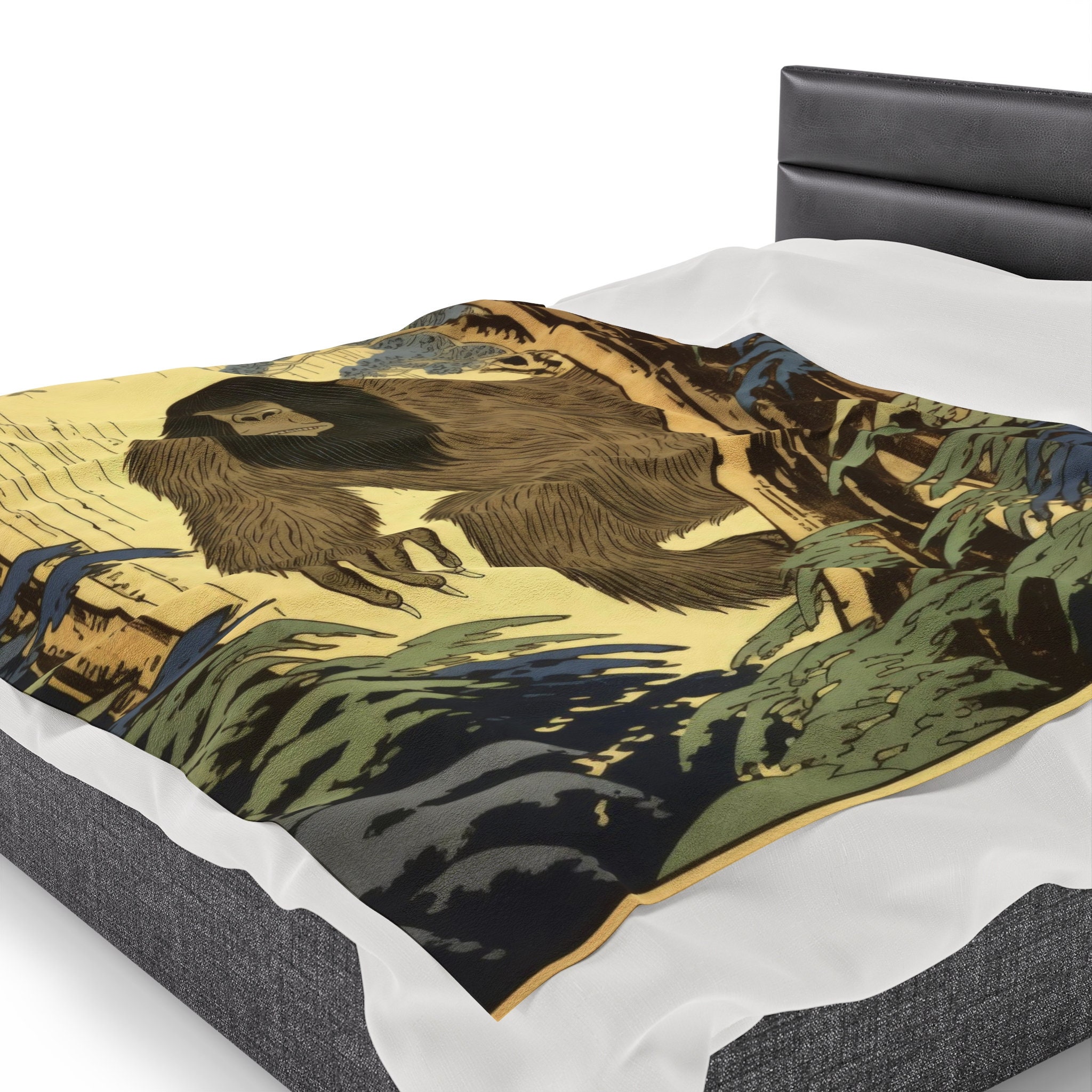 Bigfoot Plush Throw Blanket Ukiyo-e-inspired Sasquatch - Etsy