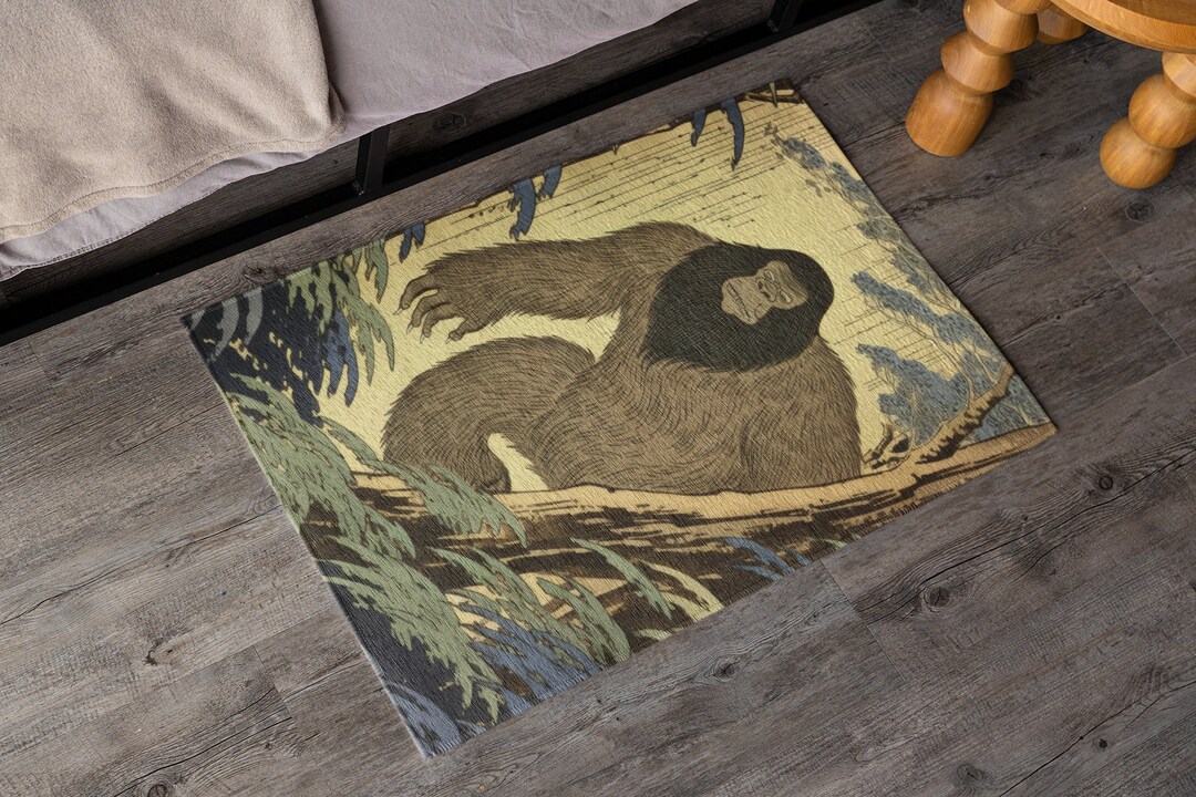Bigfoot Area Rug Cryptid Inspired Decor Items Ukiyo-e Cryptid Designs ...