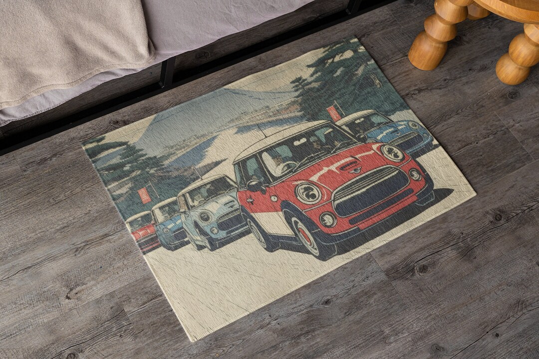 Ukiyo-e Car Rally Area Rug Floor Accent for Japanese Art and Automotive ...