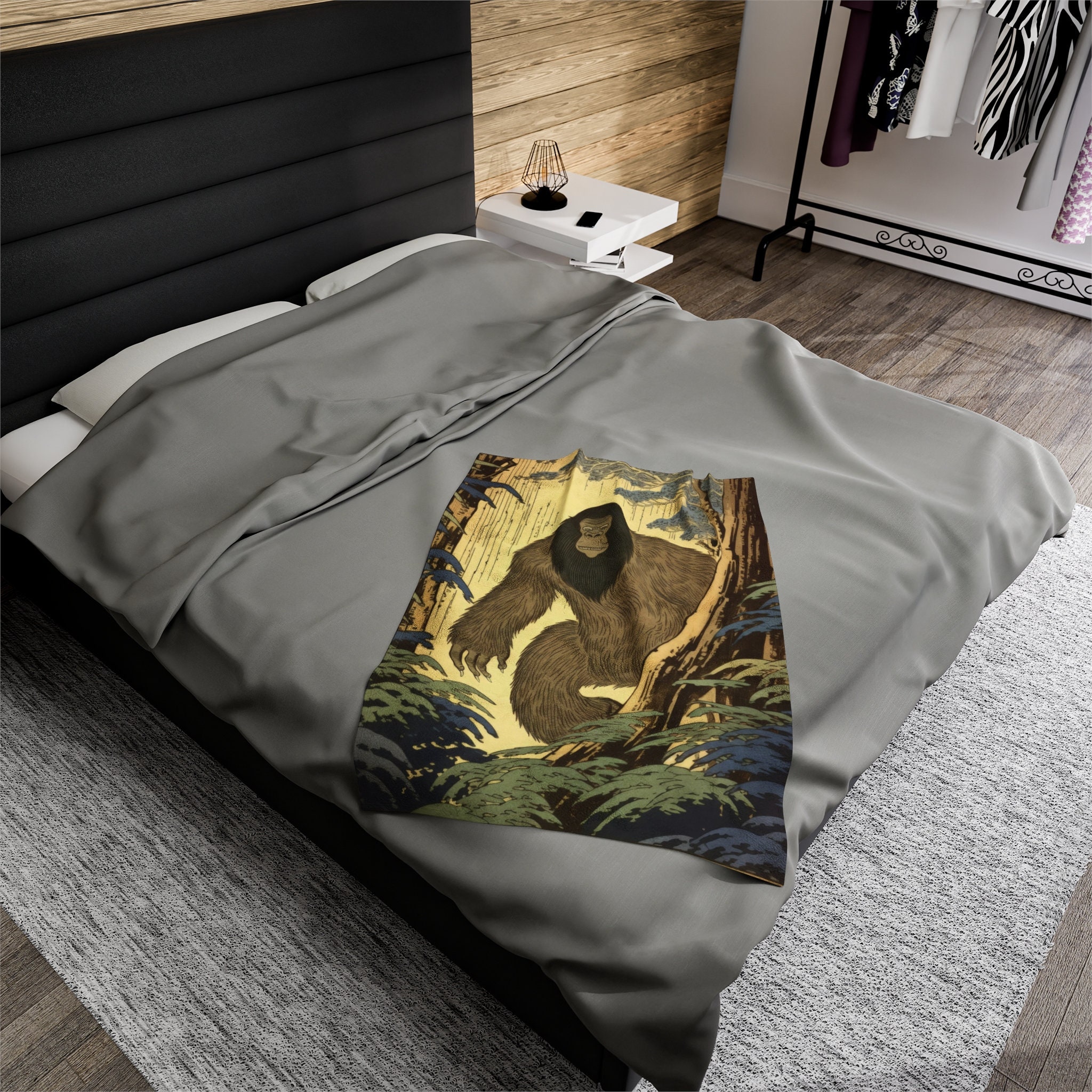 Bigfoot Plush Throw Blanket Ukiyo-e-inspired Sasquatch - Etsy