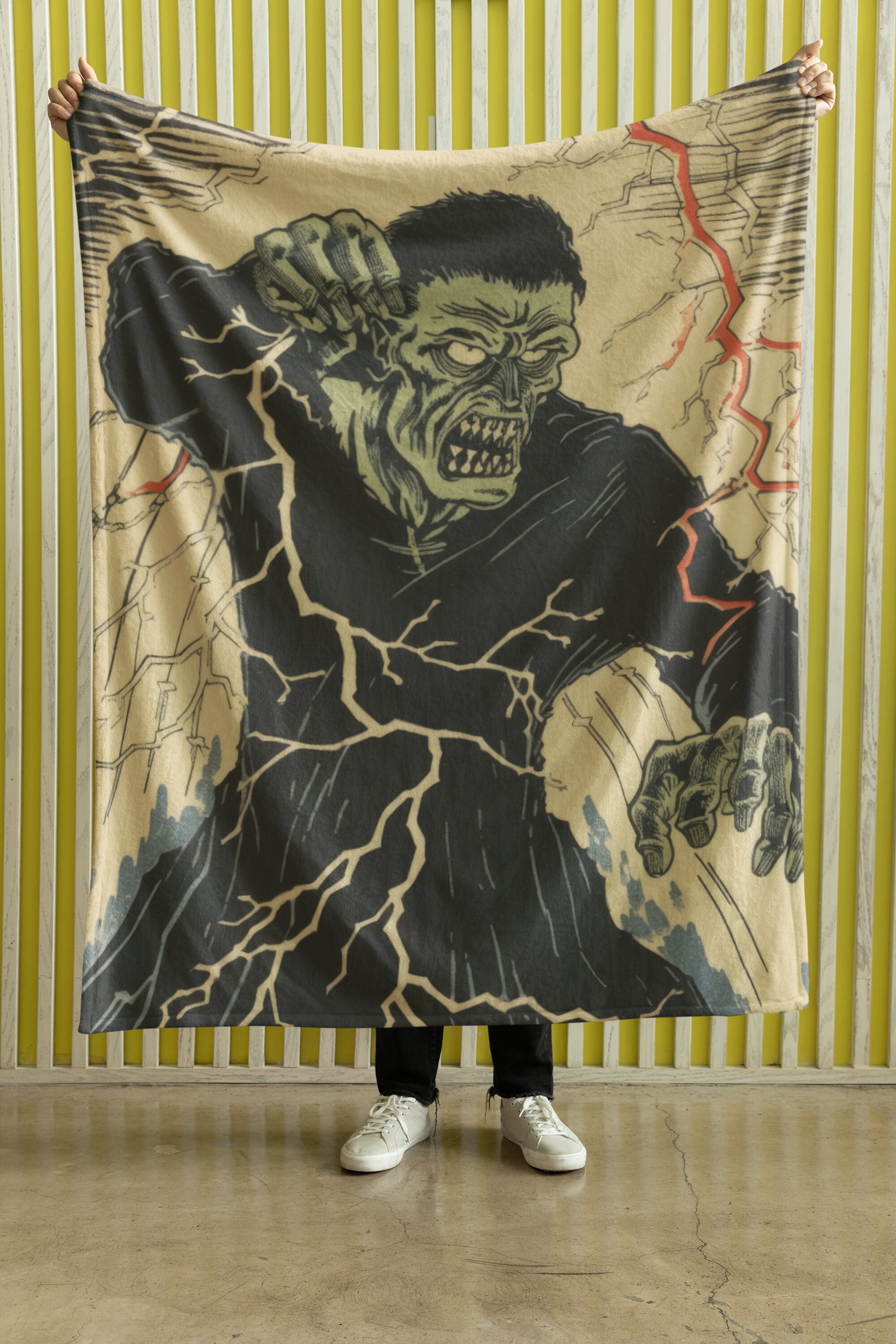 Frankenstein Plush Throw Vintage Horror Design Soft Cozy Blanket for ...