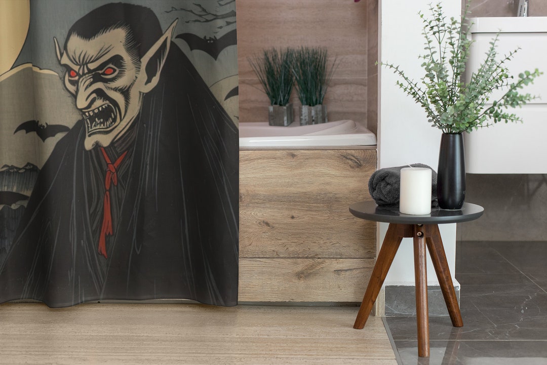 Dracula Shower Curtain Classic Horror Movie Icon Art Japanese Ukiyo-e ...