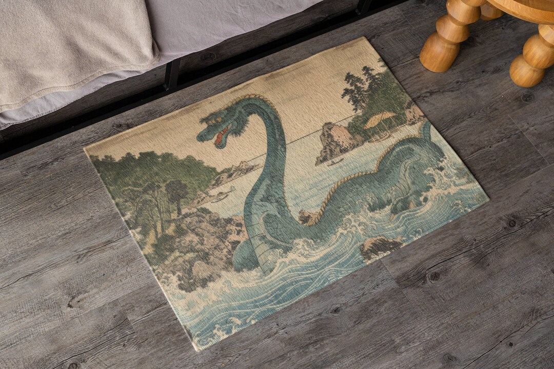 Nessie Area Rug - Japanese Ukiyo-e Cryptid Creature Collection - Unique ...