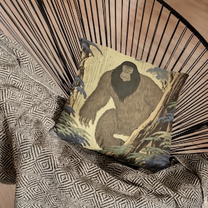 Bigfoot Cryptid Throw Pillow - Ukiyo-e Inspired Home Decor Items ...