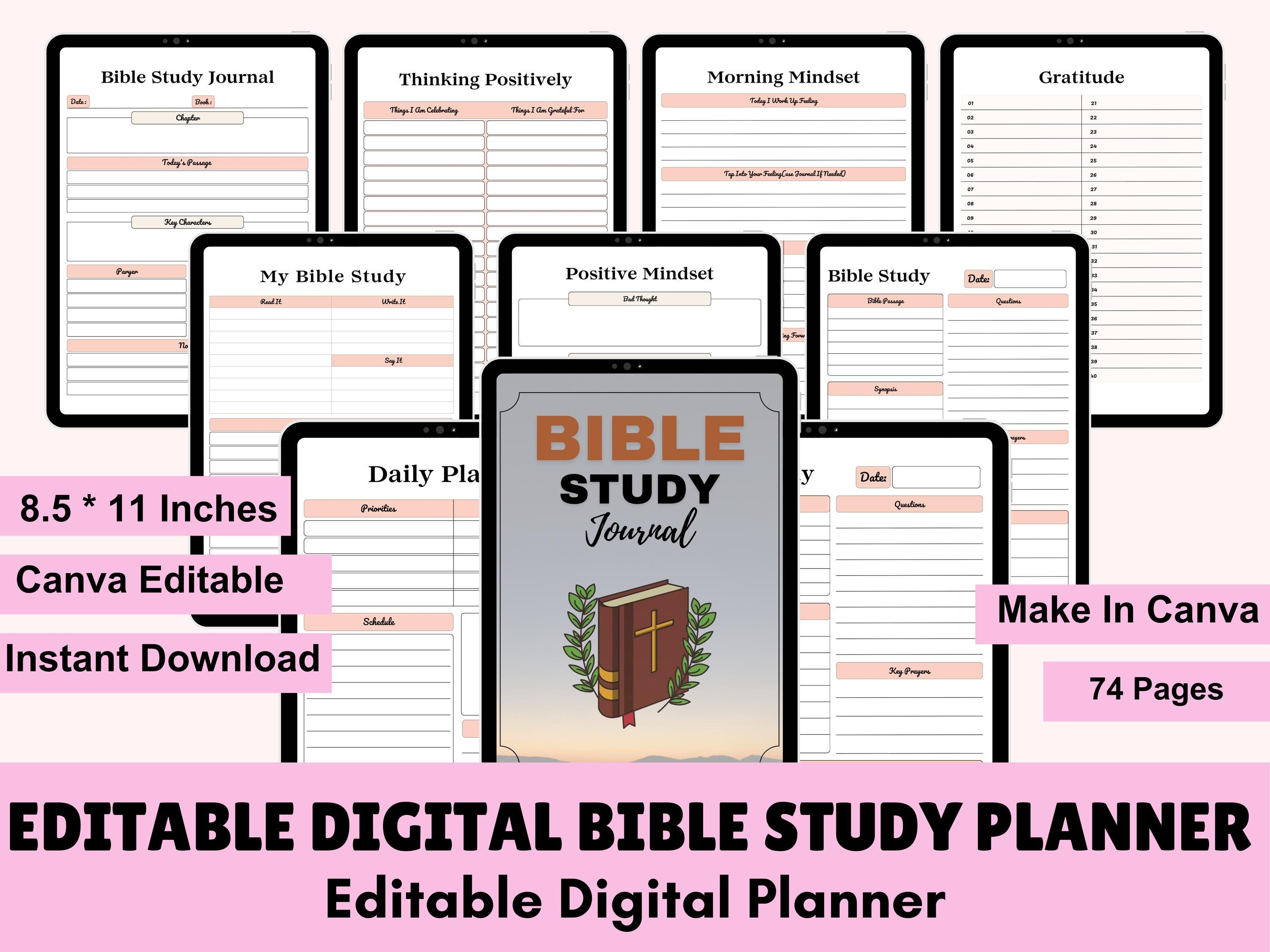 Prayer Journal Bundle: Bible Study, Gratitude Prompts (canva Template ...