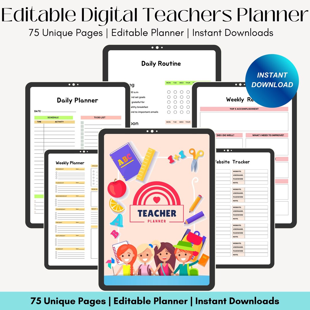 Digital Teacher Planner: Editable Canva Templates (PDF, JPG, PNG) - Etsy