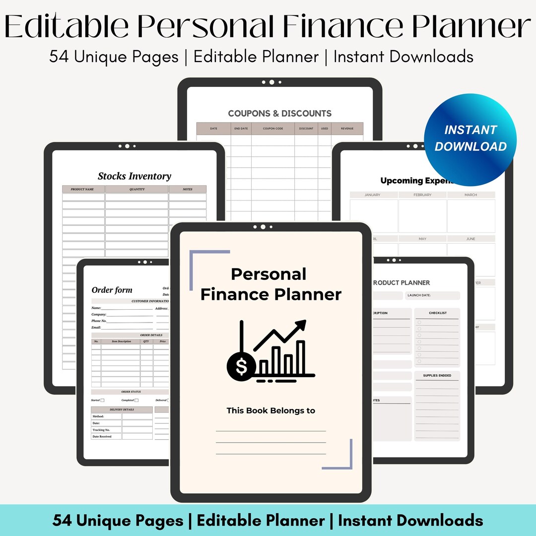 Editable Finance Planner Bundle | Digital PDF, Fillable | Budget ...
