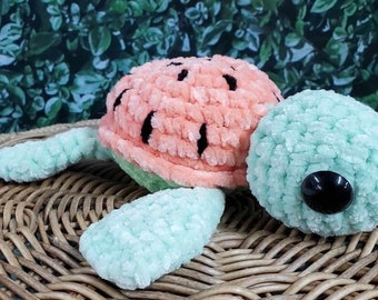 Crochet Watermelon Turtle, Watermelon Turtle Plushie, Turtle Amigurumi ...