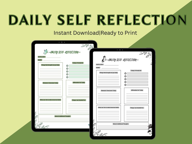 Reflect & Grow: Daily Self Reflection Journal Printable Digital ...