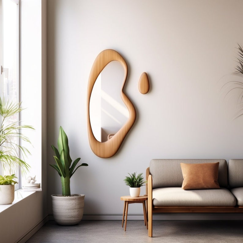 Asymmetrical Wooden Frame Mirror Irregular Mirror Home Decor - Etsy