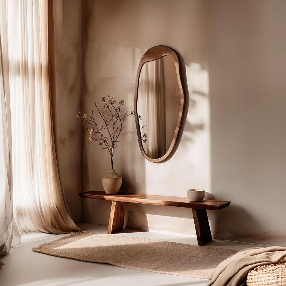 Vertical Mirror, Full-length Mirror, Asymmetrical Wooden Framed Mirror ...