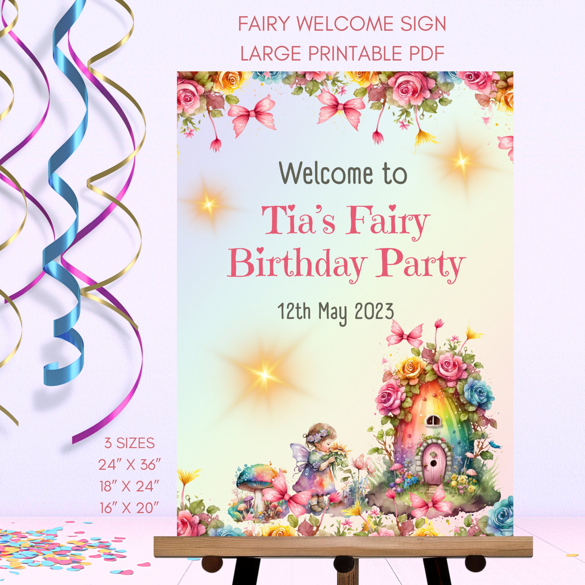 Editable Fairy Welcome Sign Template, Fairy Birthday Sign, Whimsical ...