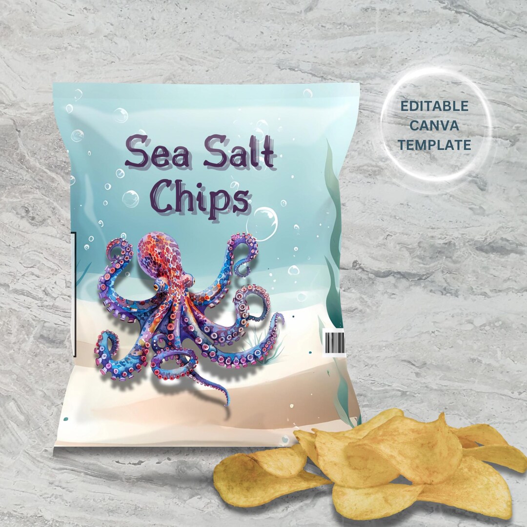 Octopus Chip Packet Template, Fun Kids Underwater Party, Matching Party ...