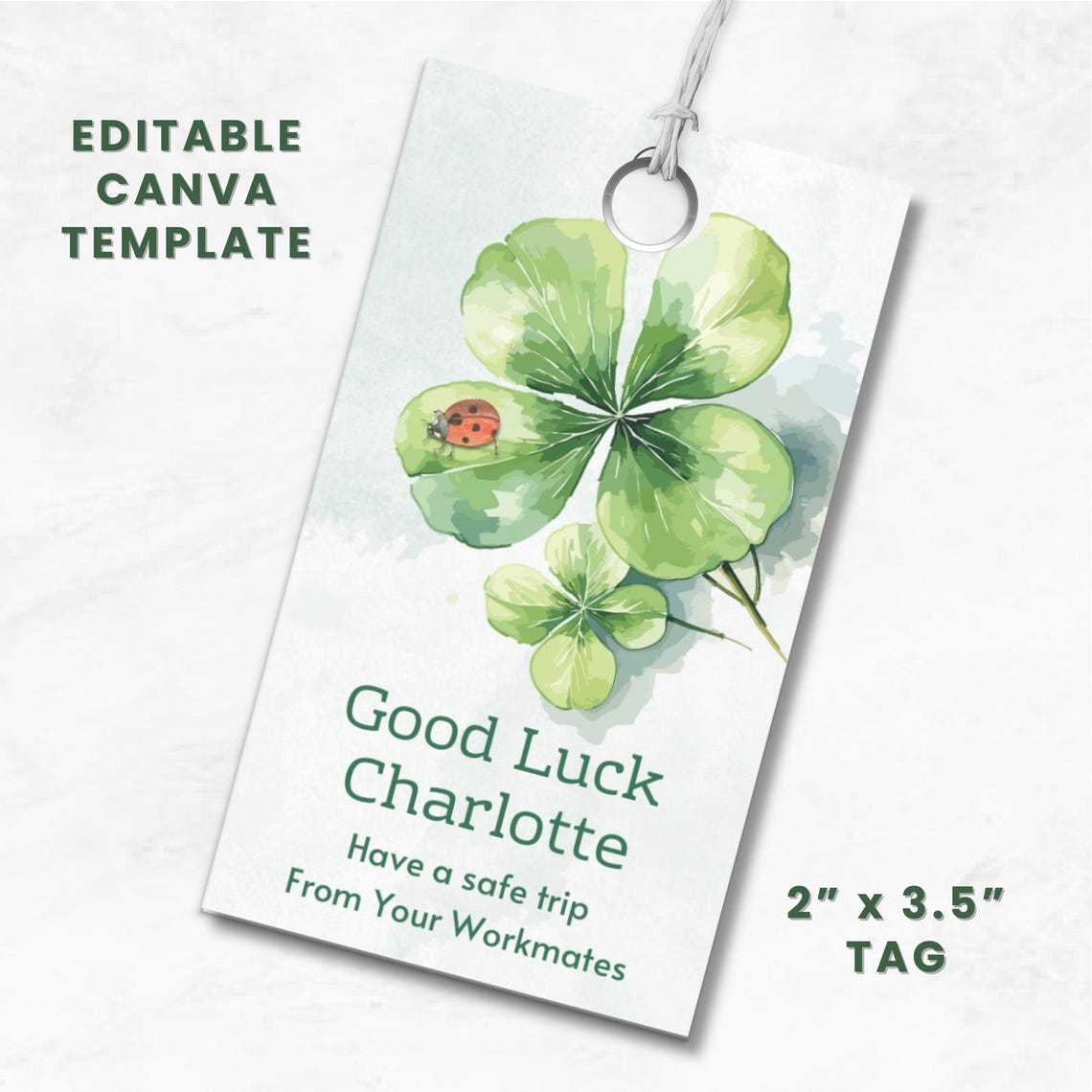 Editable Good Luck Tag Template, Going Away Tag, Lucky Tag, Editable ...