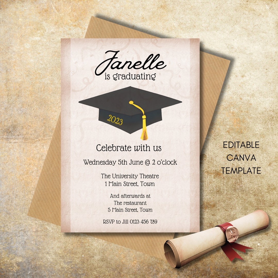 Editable Graduation Invitation Template, School Graduation, University ...