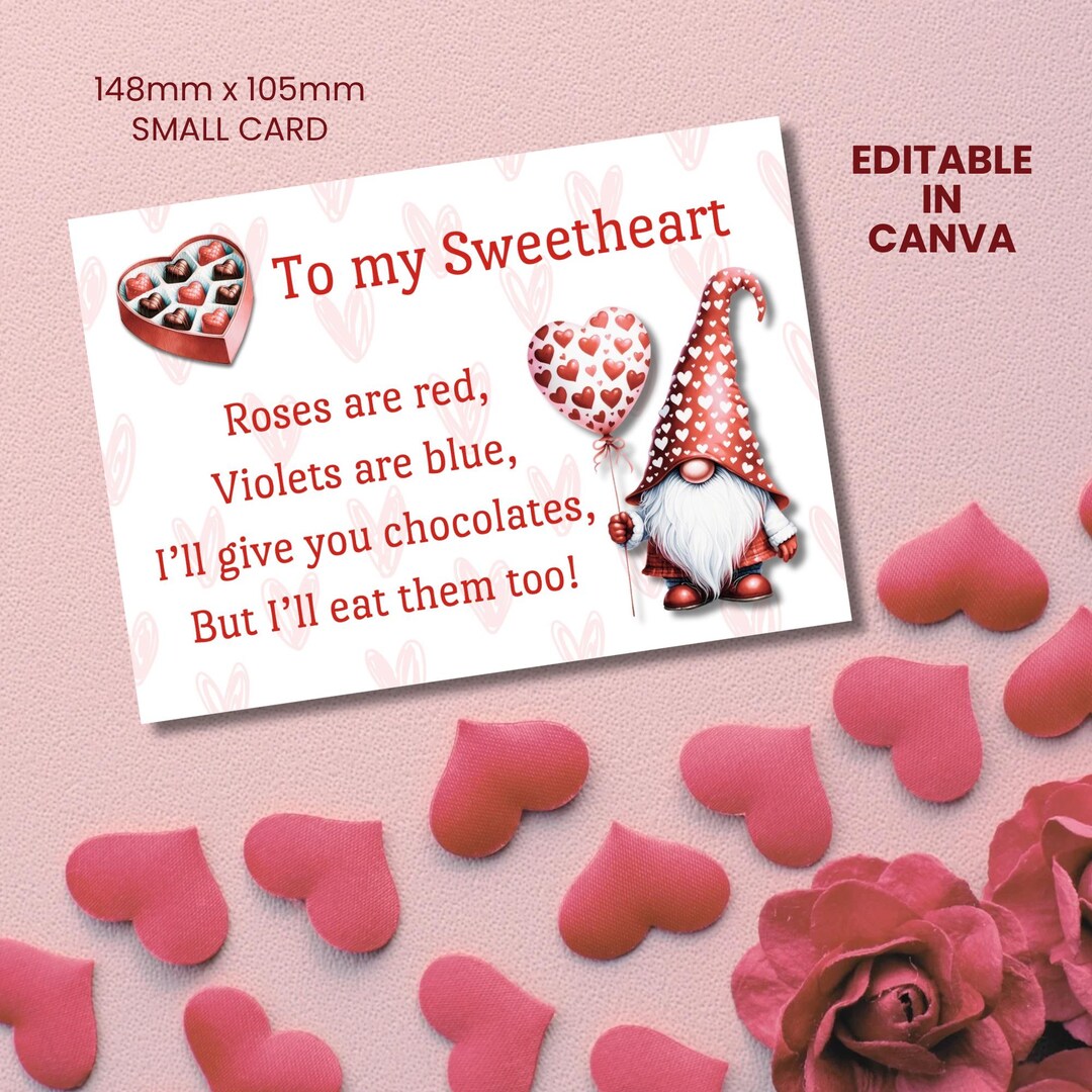 Editable Valentines Day Mini Card Template, Valentines Day Card, Love ...