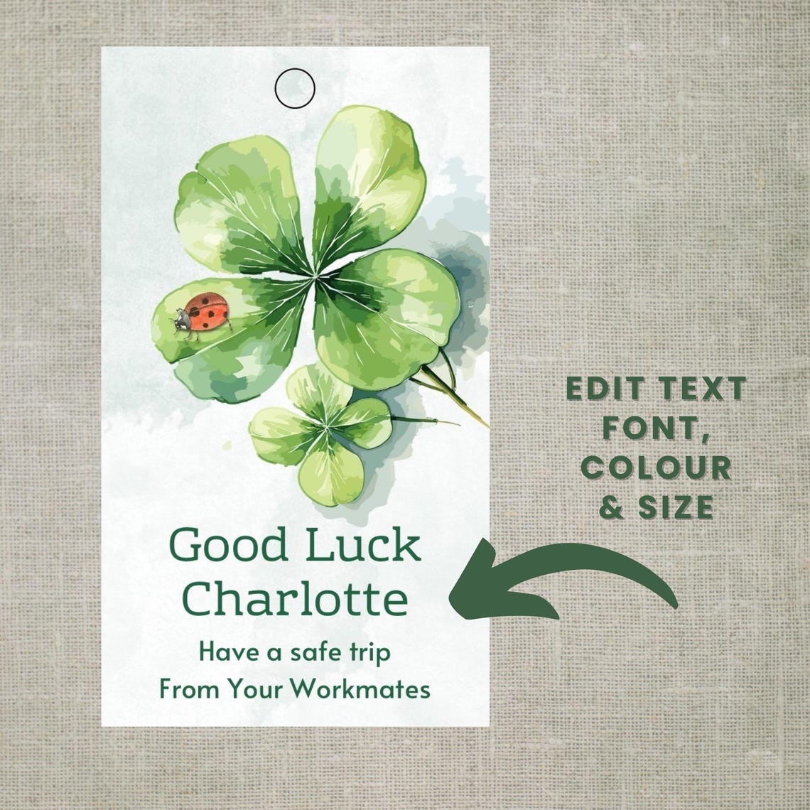 Editable Good Luck Tag Template, Going Away Tag, Lucky Tag, Editable ...