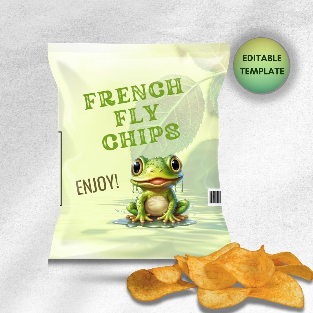 Frog Chip Packet Template, Cute Kids Green Frog Party, Matching Party ...