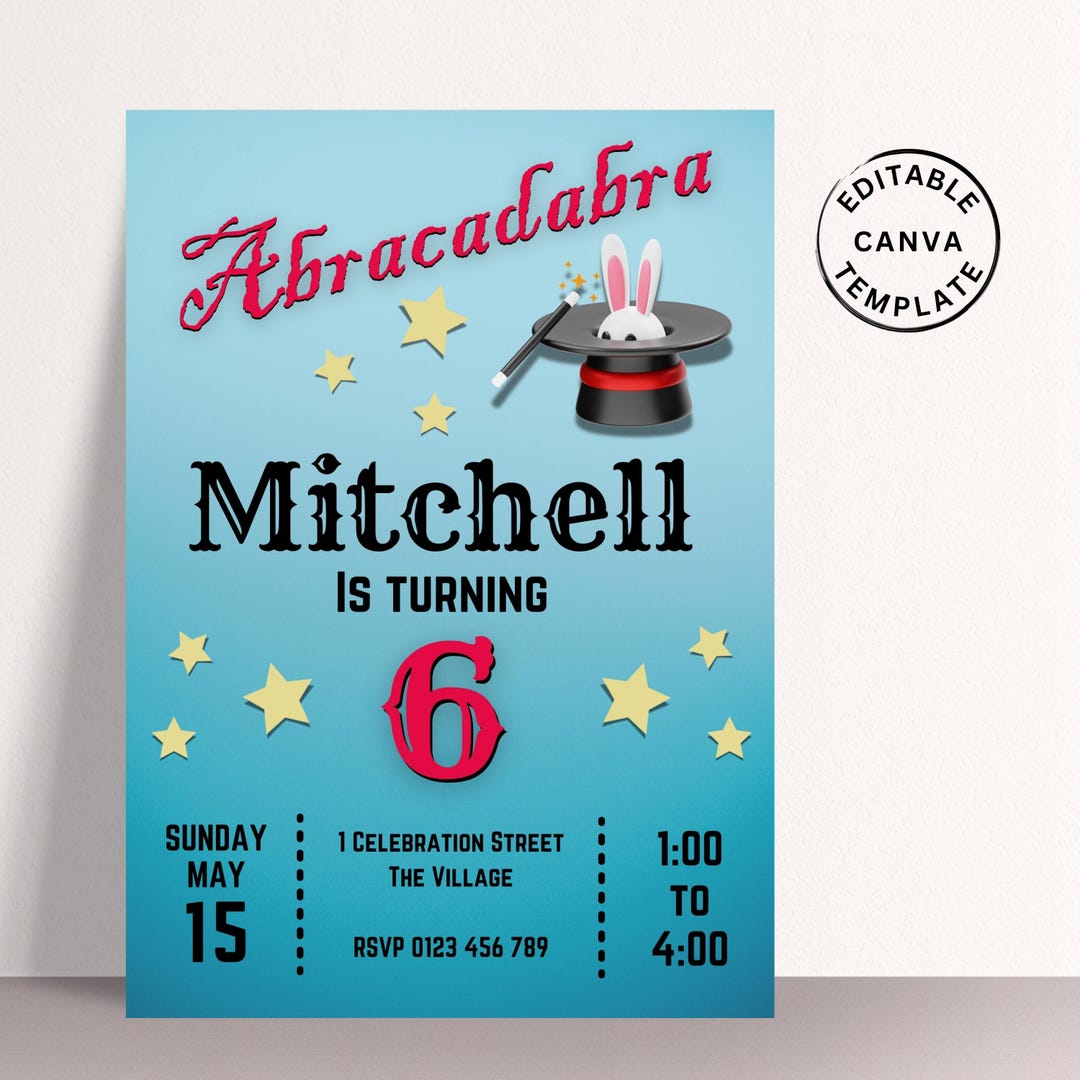 Magic Birthday Party Invitation Template - Perfect for Boys and Girls ...