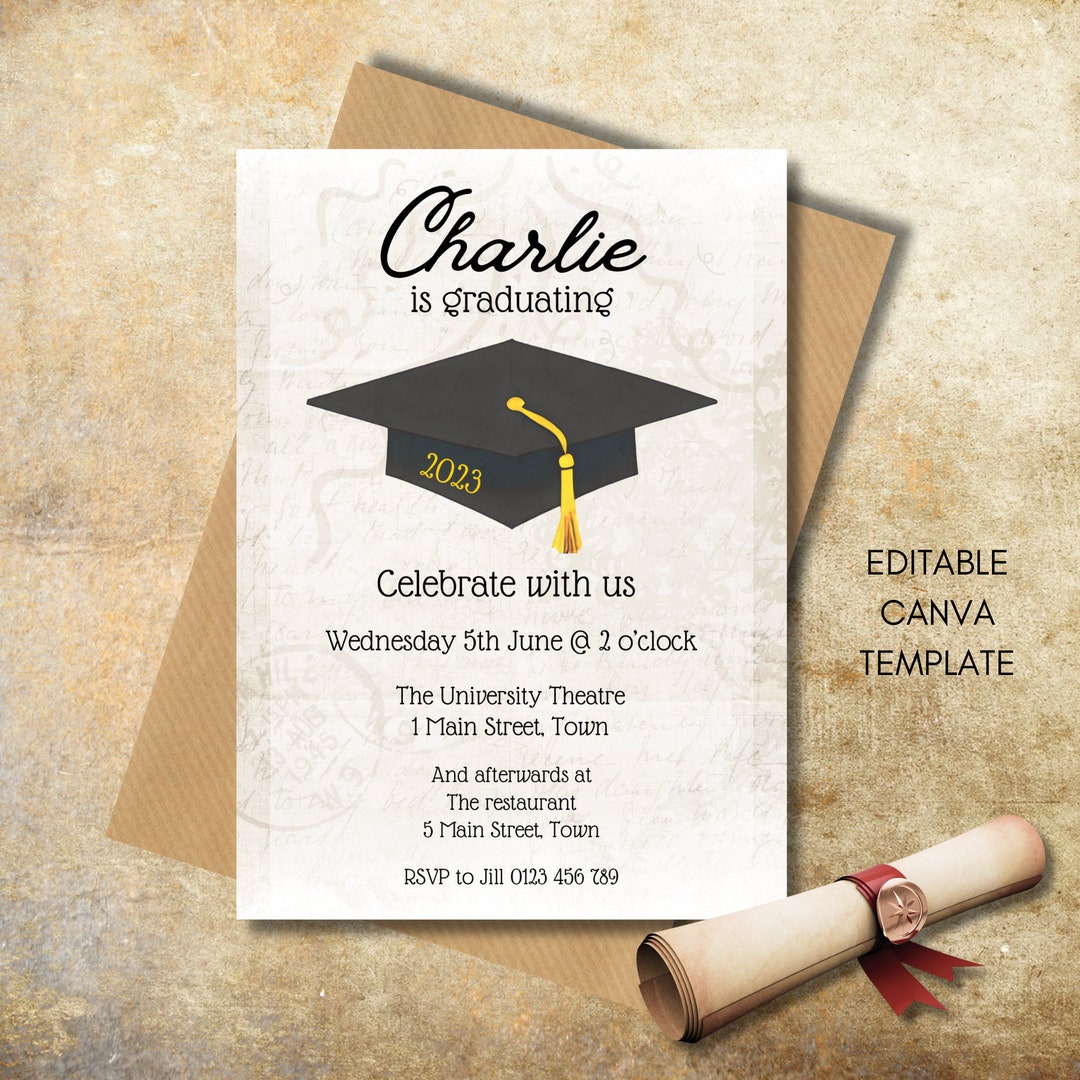 Editable Graduation Invitation Template, School Graduation, University ...
