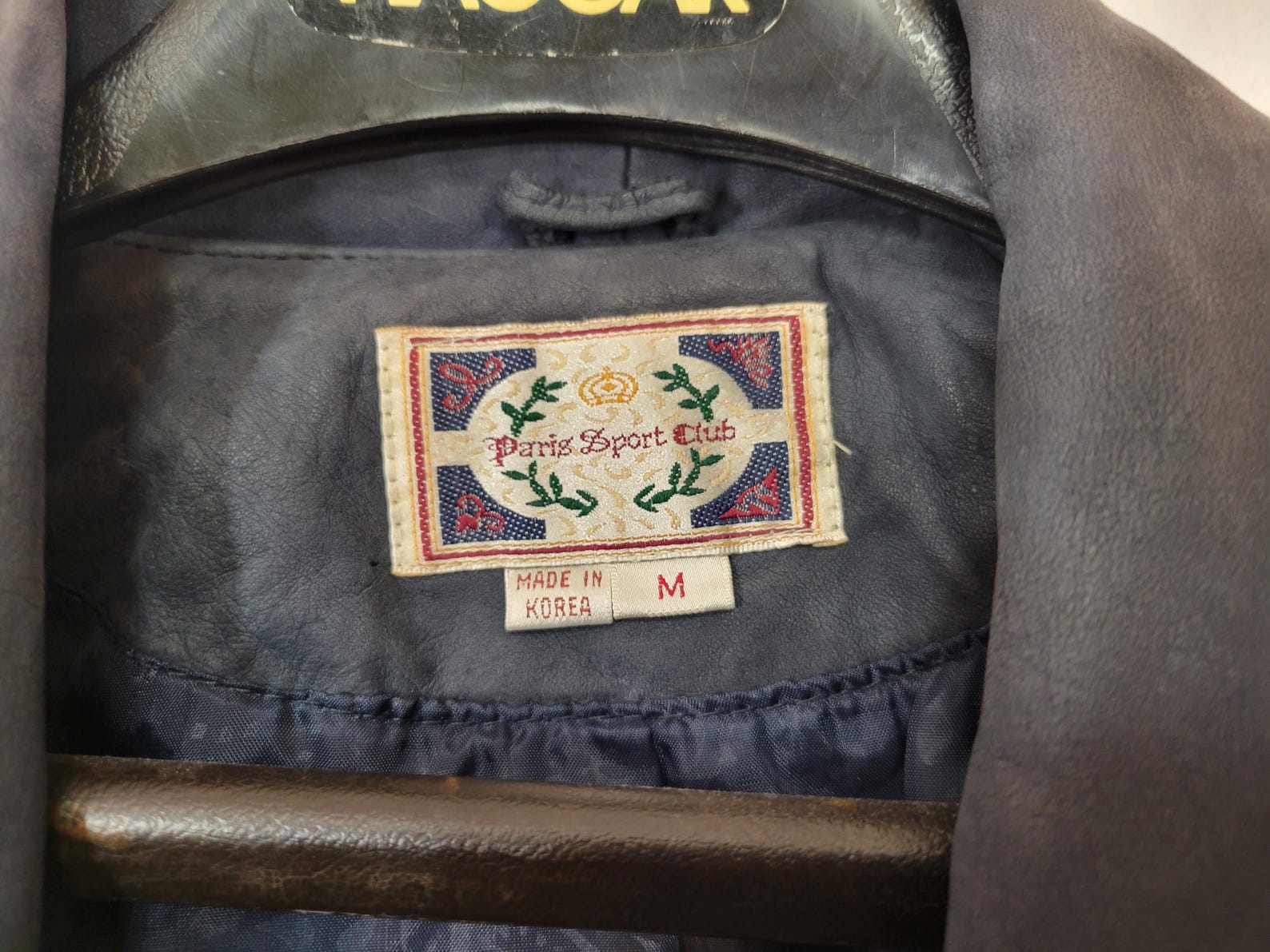 Vintage 1980s Paris Sport Club Dark Blue Leather Faux Double-breasted ...