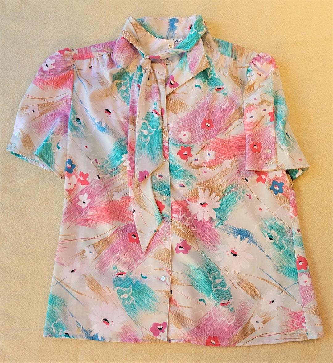 Coastal Grandma Vintage 1980s Pykettes Pastel Floral Lightweight Poly ...