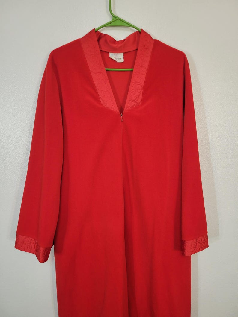 Vintage 1970s Penneys Robe Jcpenney Red Velour Long Robe Women's L Side ...