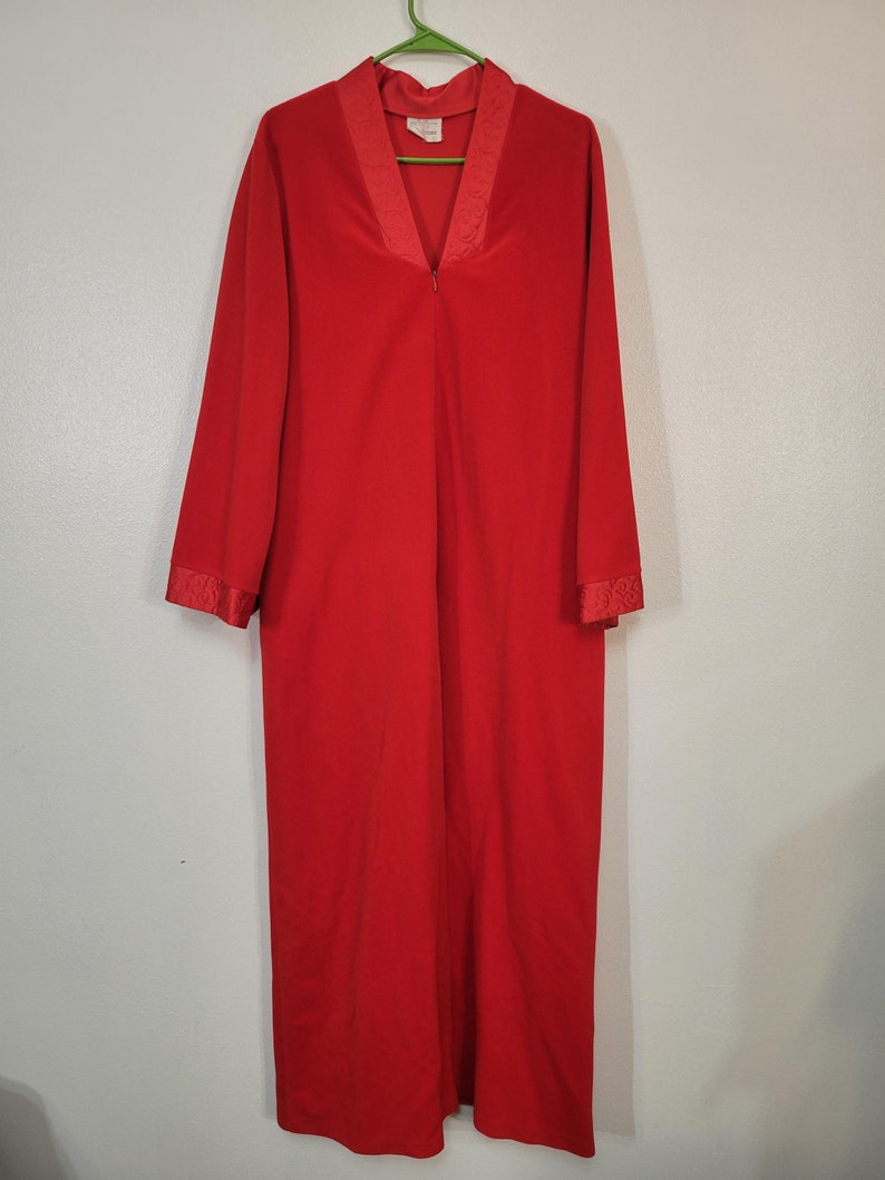 Vintage 1970s Penneys Robe Jcpenney Red Velour Long Robe Women's L Side ...