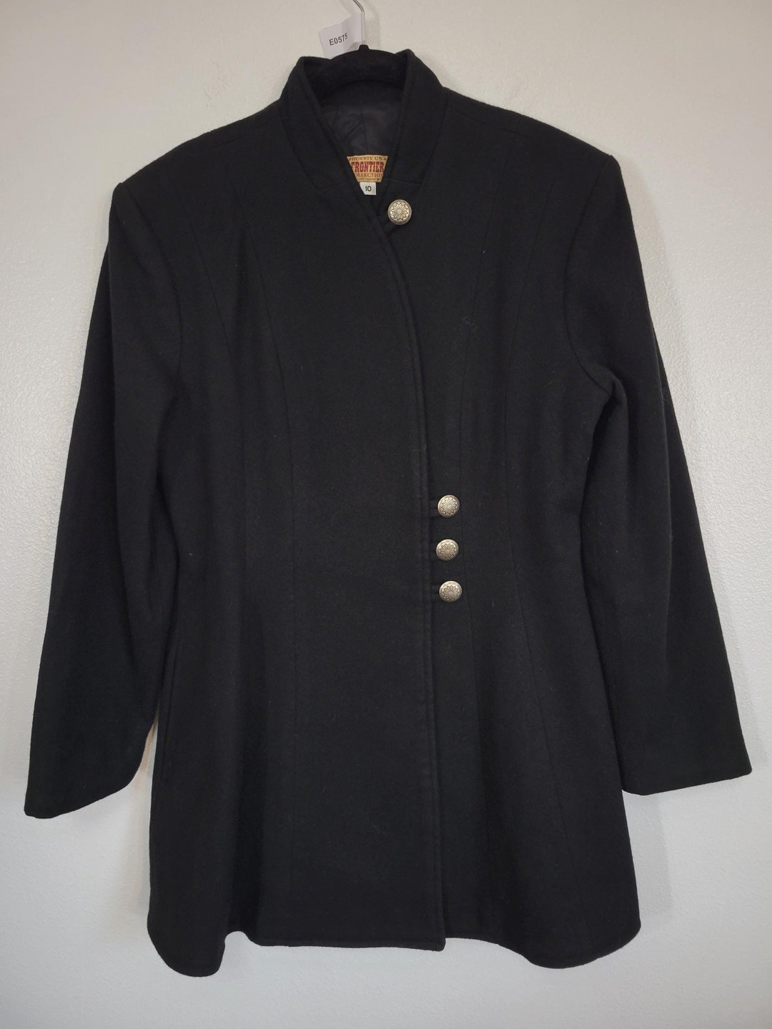 Vintage 1980s Phoenix USA Frontier Collection Black Wool Blend Silver ...