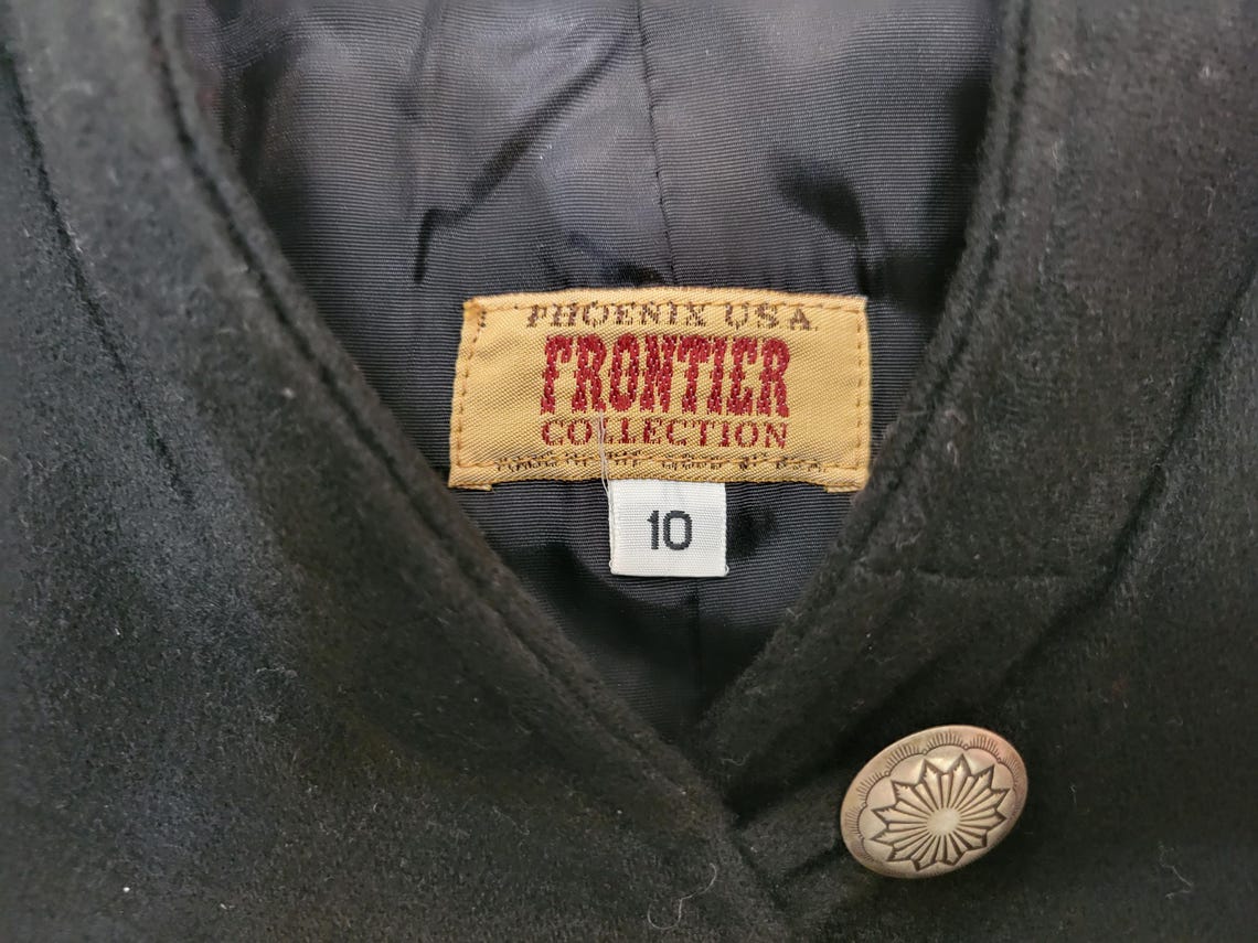 Vintage 1980s Phoenix USA Frontier Collection Black Wool Blend Silver ...