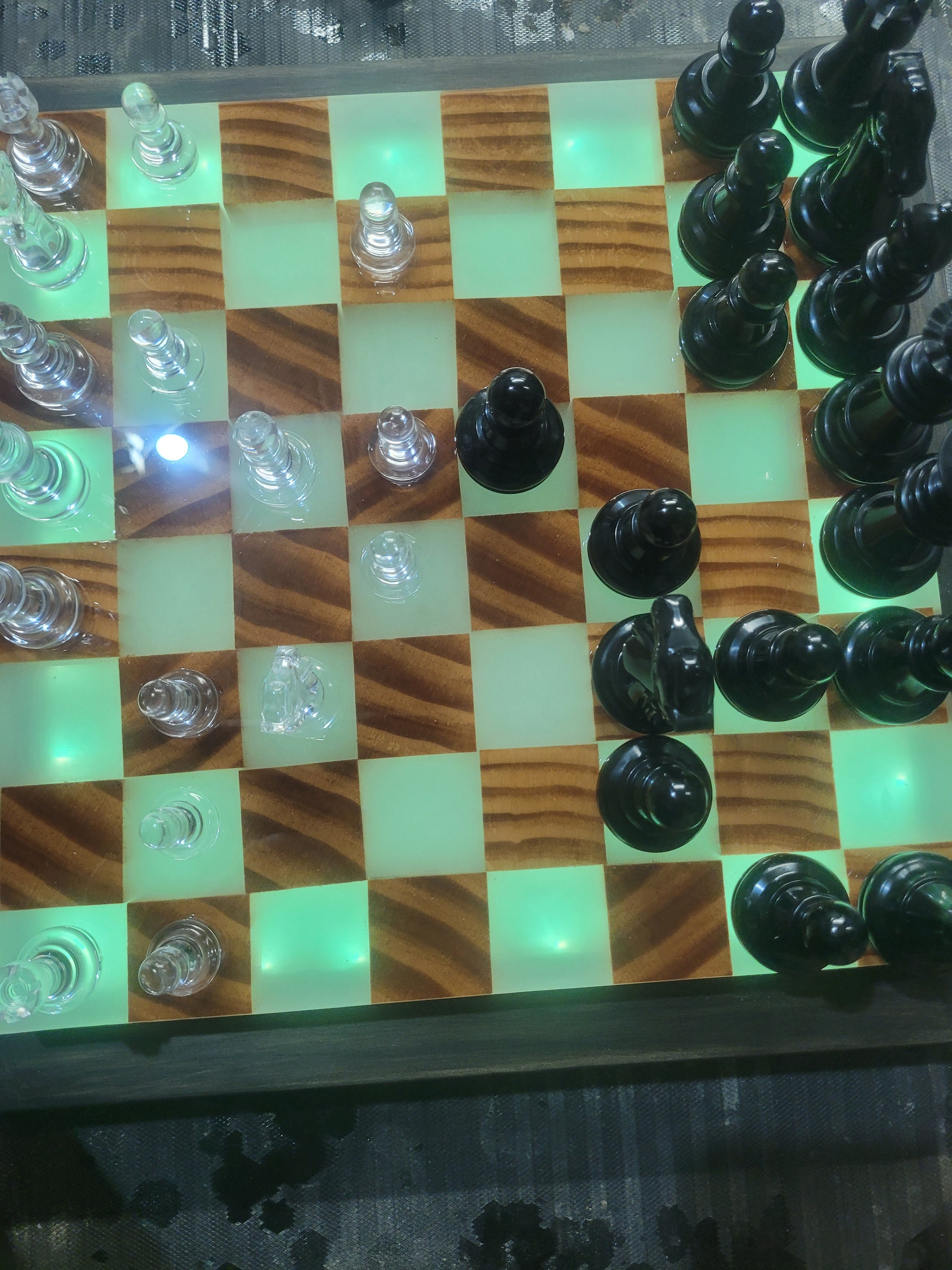 Wood and Epoxy Chess Board, With Epoxy Pieces - Etsy