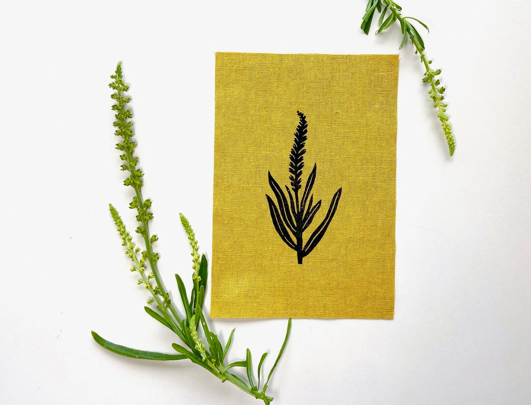 WELD | Naturally Dyed Weld Flower Block Print Patch for Sewing ...