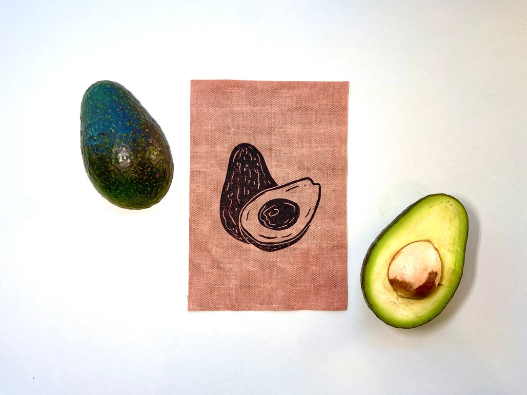 Avocado Dyed Block Print Patch | Linen Cotton, Naturally Dyed - Etsy