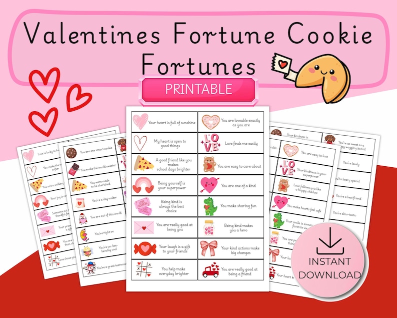 Valentine's Day Printable Fortune Cookie Messages – Positive Fun ...