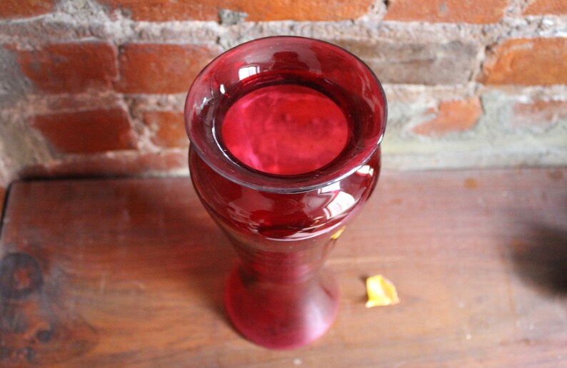 Tall Red Glass Vase - Etsy