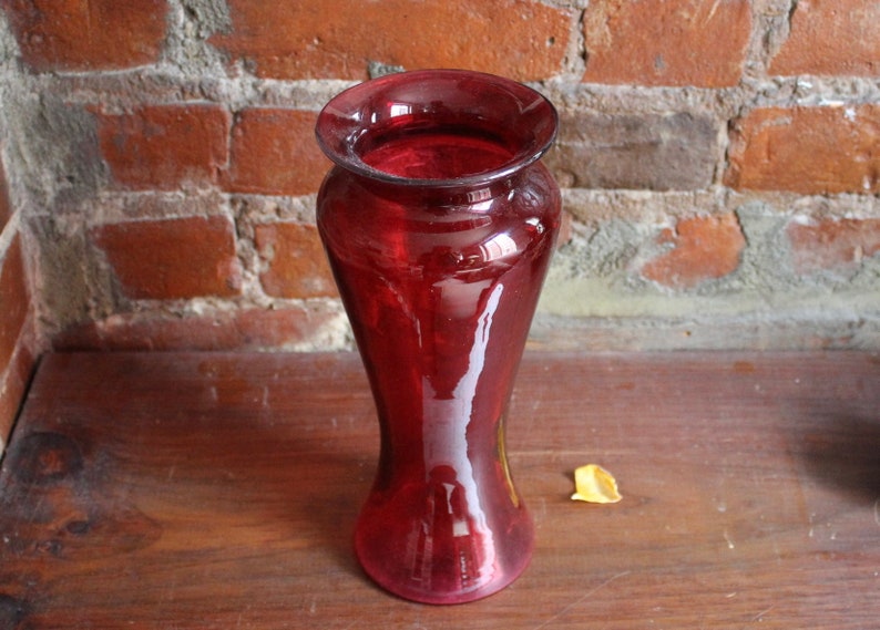 Tall Red Glass Vase - Etsy