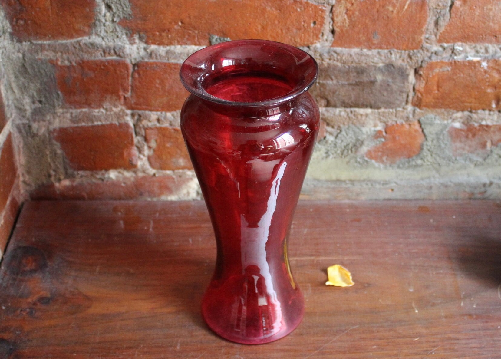 Tall Red Glass Vase - Etsy