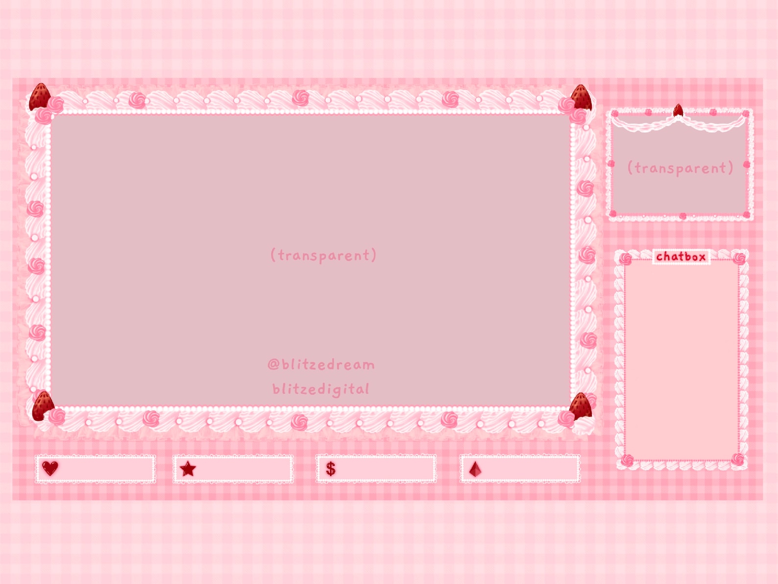 Twitch Strawberry Cake Stream Overlay / Cute Kawaii Screens / Stream ...
