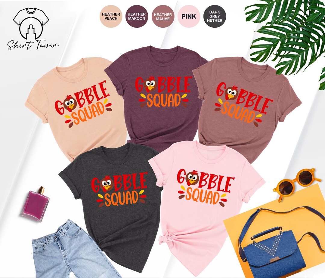 Gobble Squad Shirt, Matching Thanksgiving Shirts, Turkey Face Shirt ...