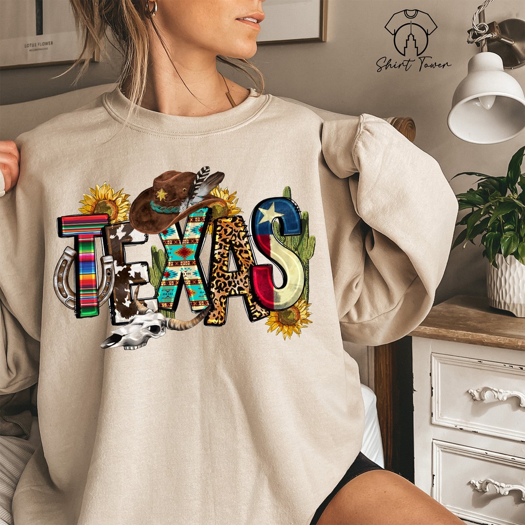 Texas Western Sweatshirt, Texas Sweater, Texas Lover Gift, Texas Flag ...