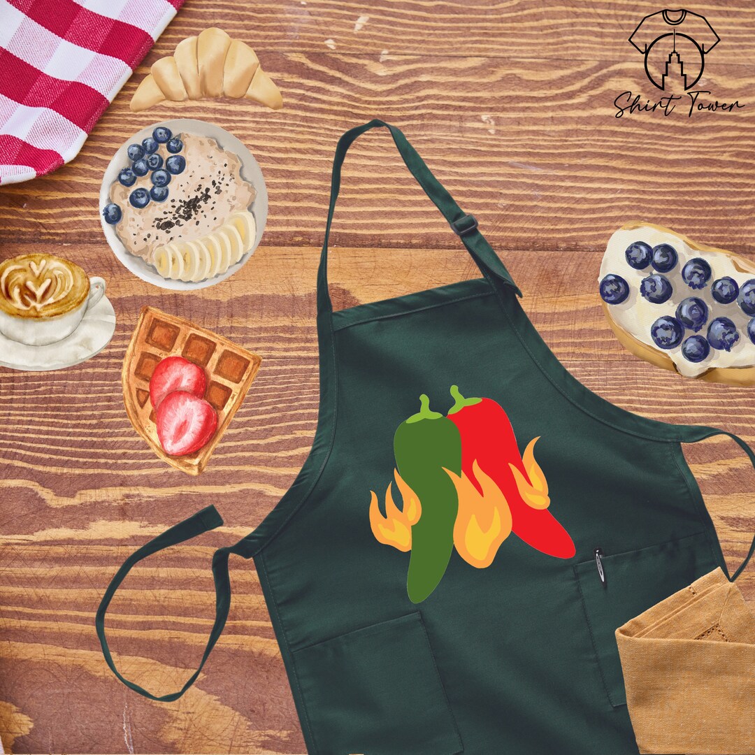 Hot Chili Peppers Apron, Hot Pepper Apron, Mexican Apron, Kitchen Apron ...
