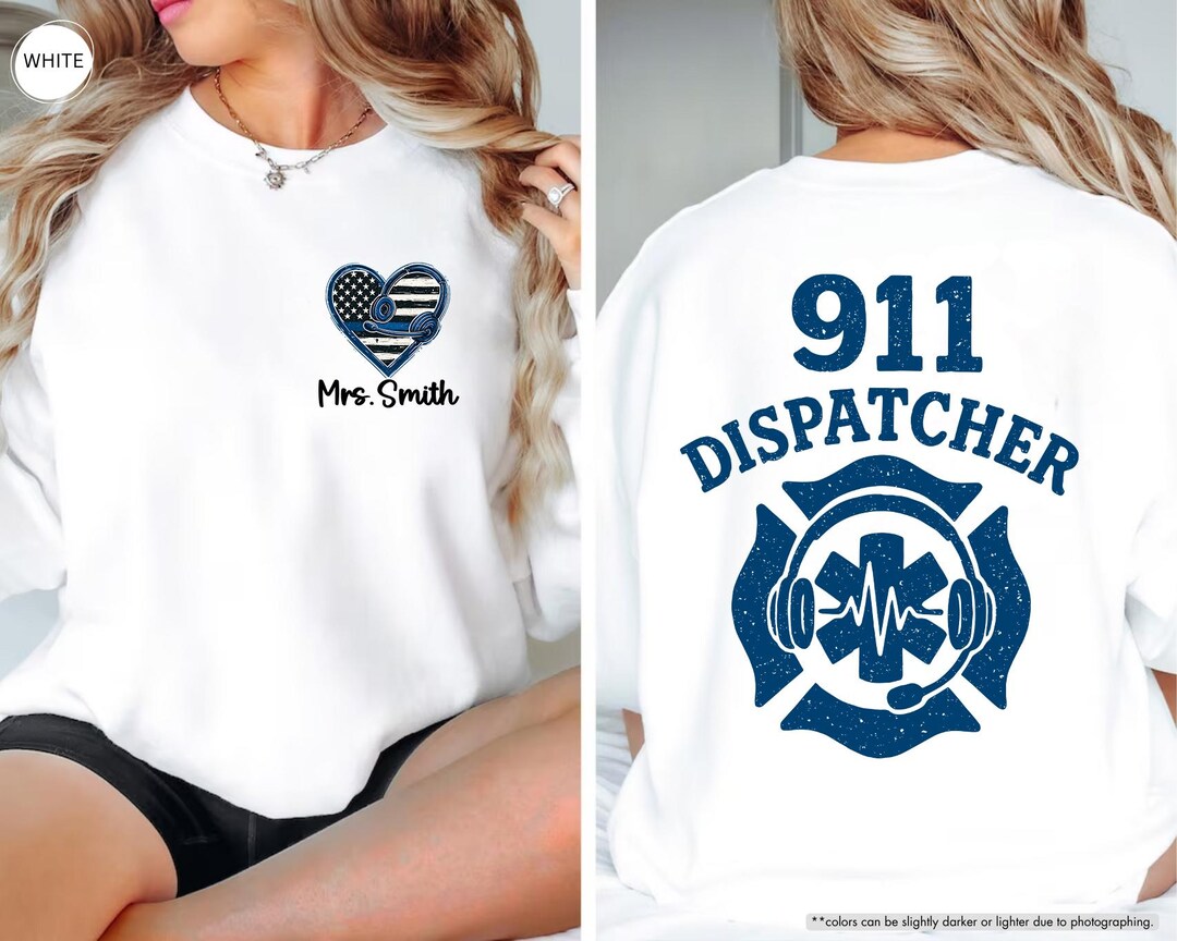 Custom 911 Dispatcher Heart Sweatshirt, Personalized Dispatcher ...