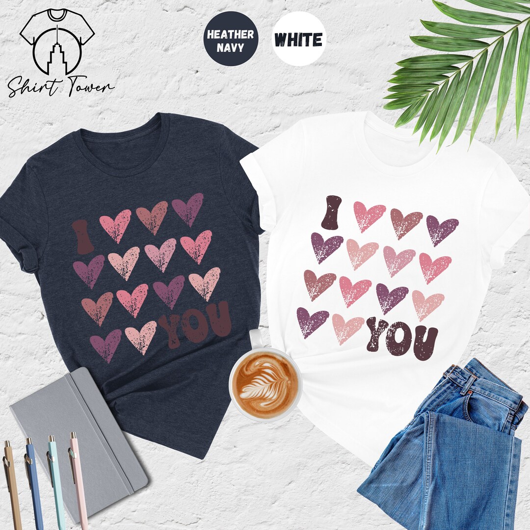 I Love You Hearts Shirt, I Love You Shirt,valentines Day Shirt,retro ...