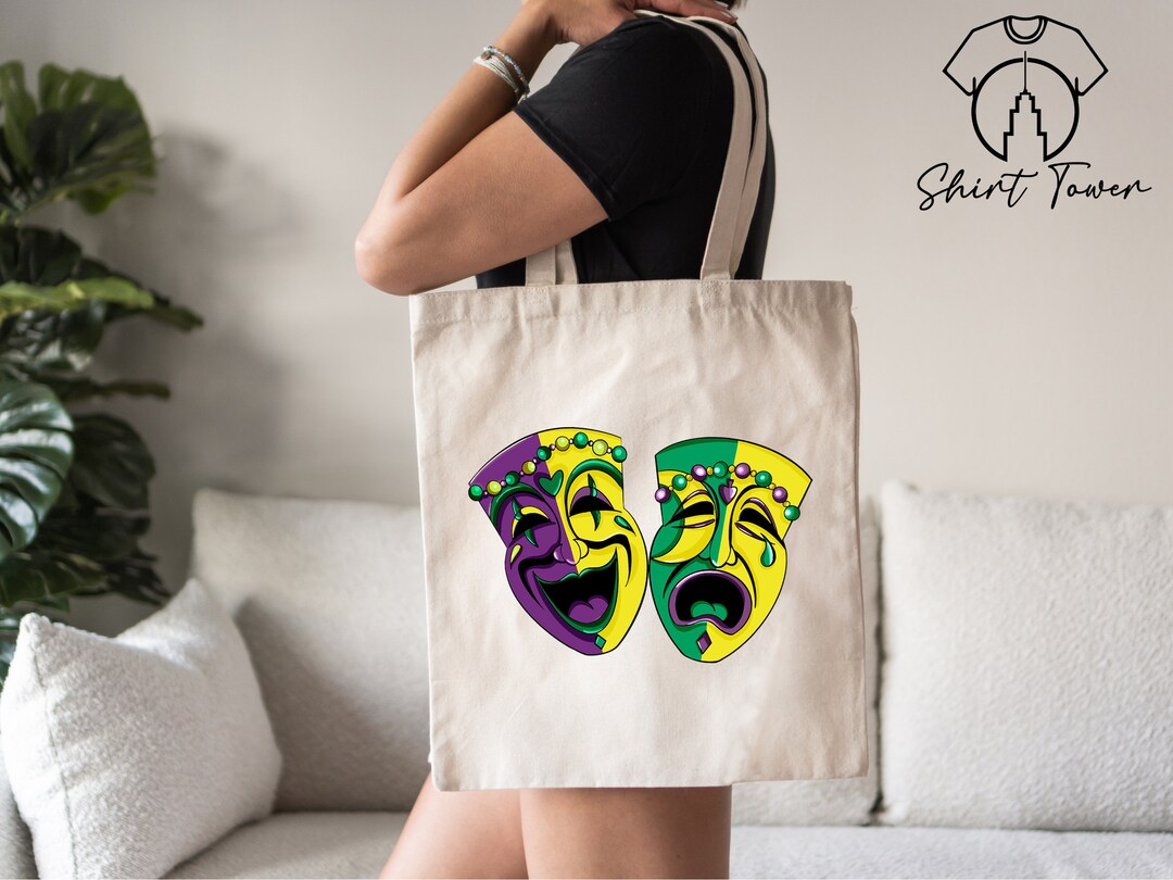 Mardi Gras Tote Bag, Mardi Gras Mask Tote, Canvas Tote Bag, Louisiana ...