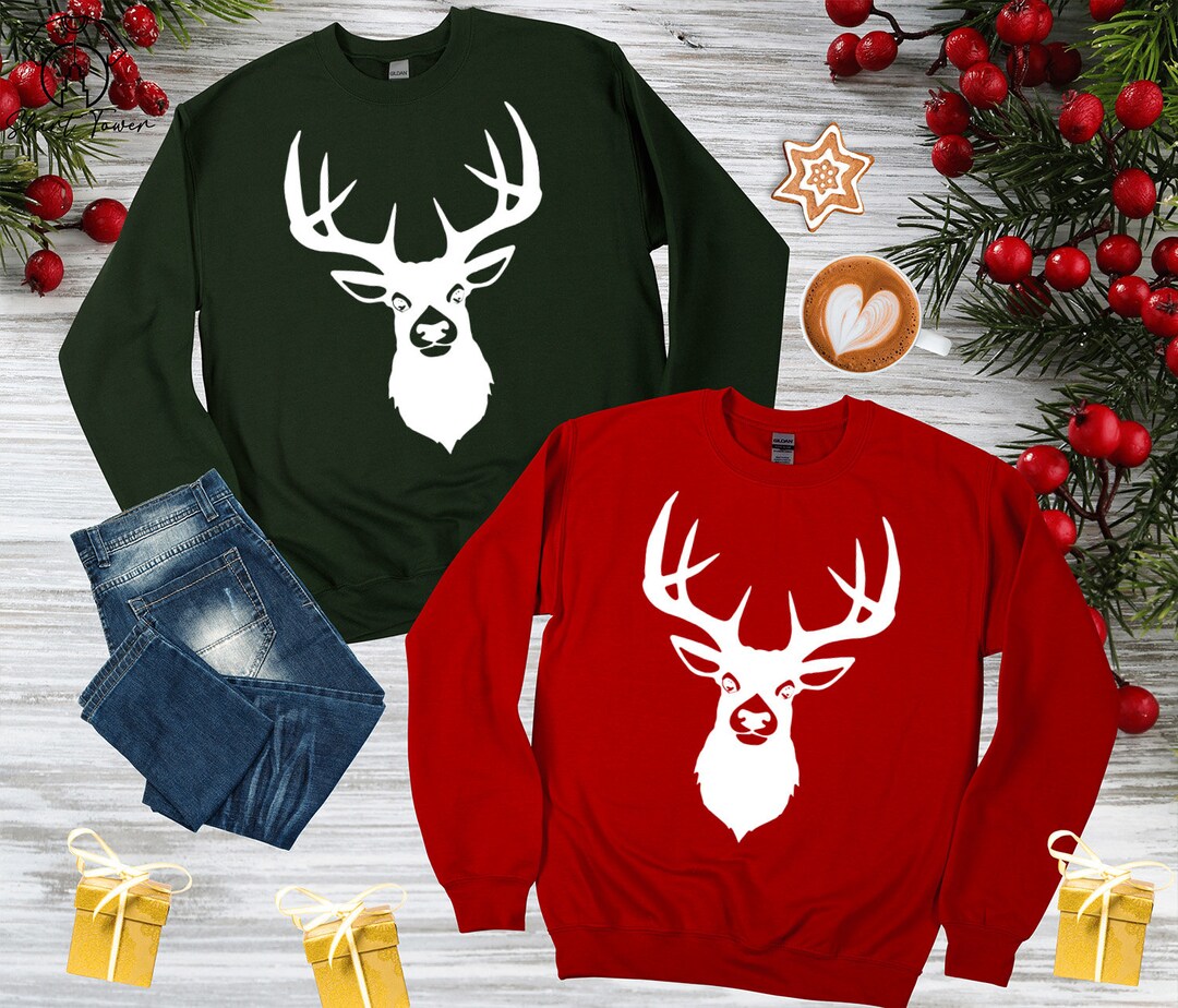 Christmas Reindeer Sweatshirt Christmas Deer Sweater Mens - Etsy
